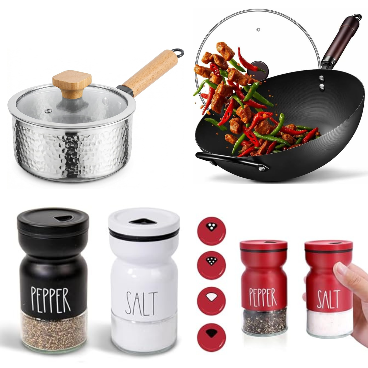 Salt and Pepper Shakers $7+ | Carbon steel wok $20+ | Hammered Finish ...