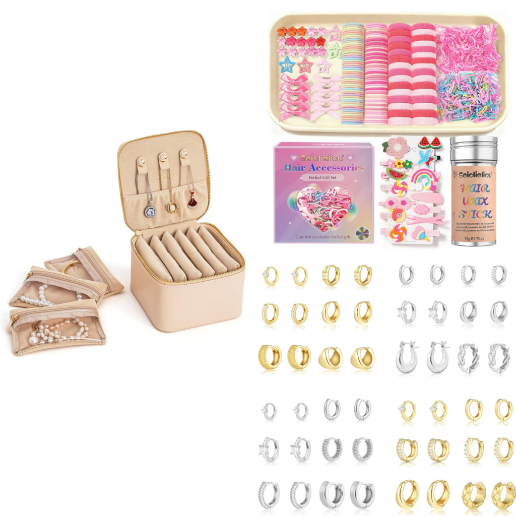 Hoop Earrings $4+ | Travel Jewelry Case $10+ | Hair Accessories Set $3 ...