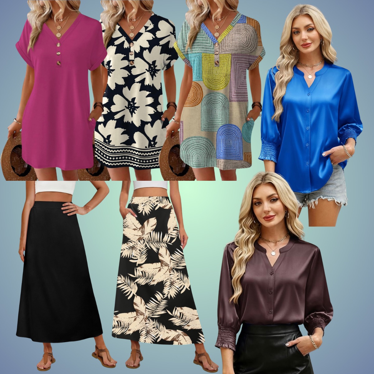 Women’s Satin Blouse, Maxi Skirt & V-Neck Dress $9+ | Smart Savers
