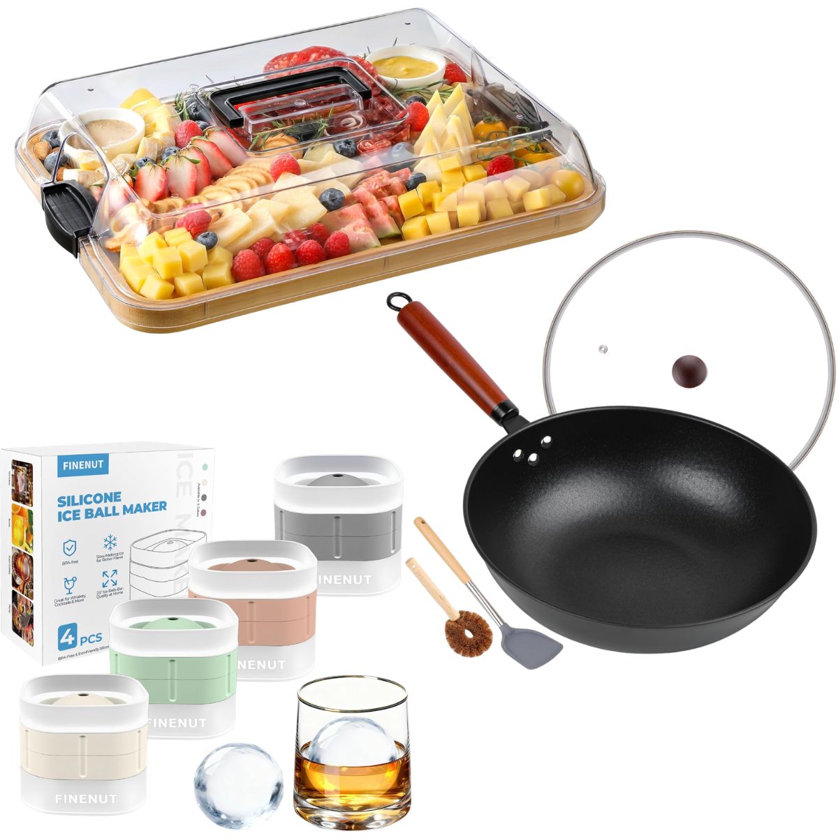 carbon steel wok set $20+ | 4-pk Silicone Ice Ball Molds $7 ...