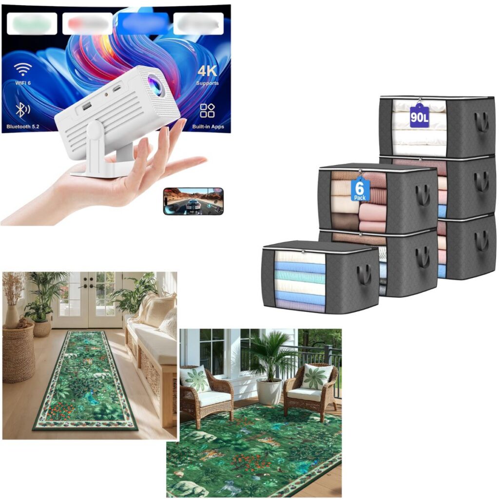6-pk Large Storage Bags $10+ | mini projector $24+ | washable rugs from ...