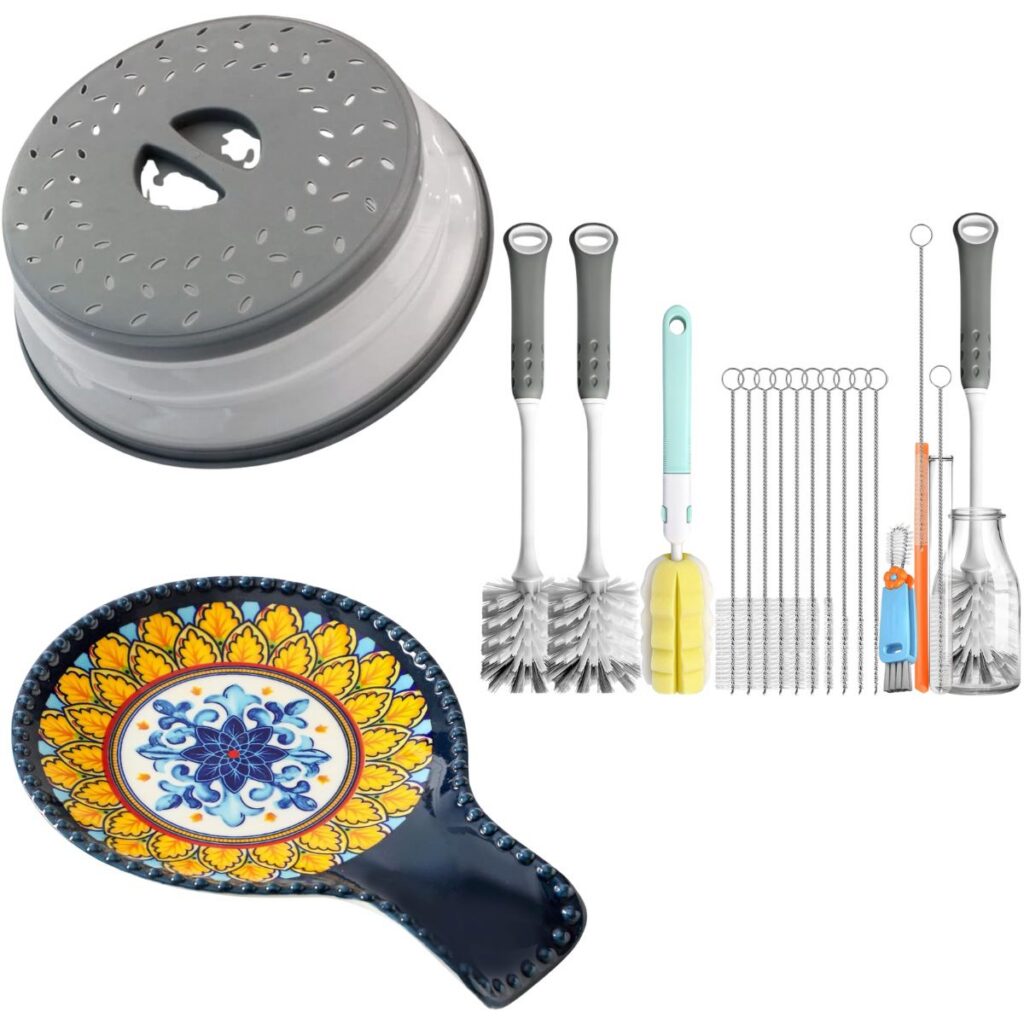 Microwave Splatter Cover $4+ | 14-Pc Bottle Brush Cleaner Set $6 ...