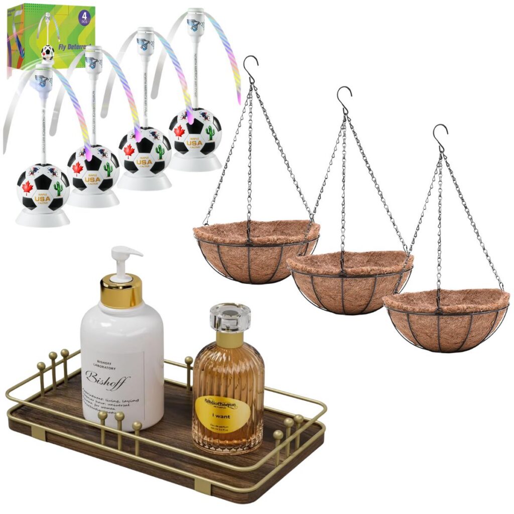 vanity tray $5+ | 4-pk Fly Fans for Tables $9+ | 3-pk Hanging Planters ...
