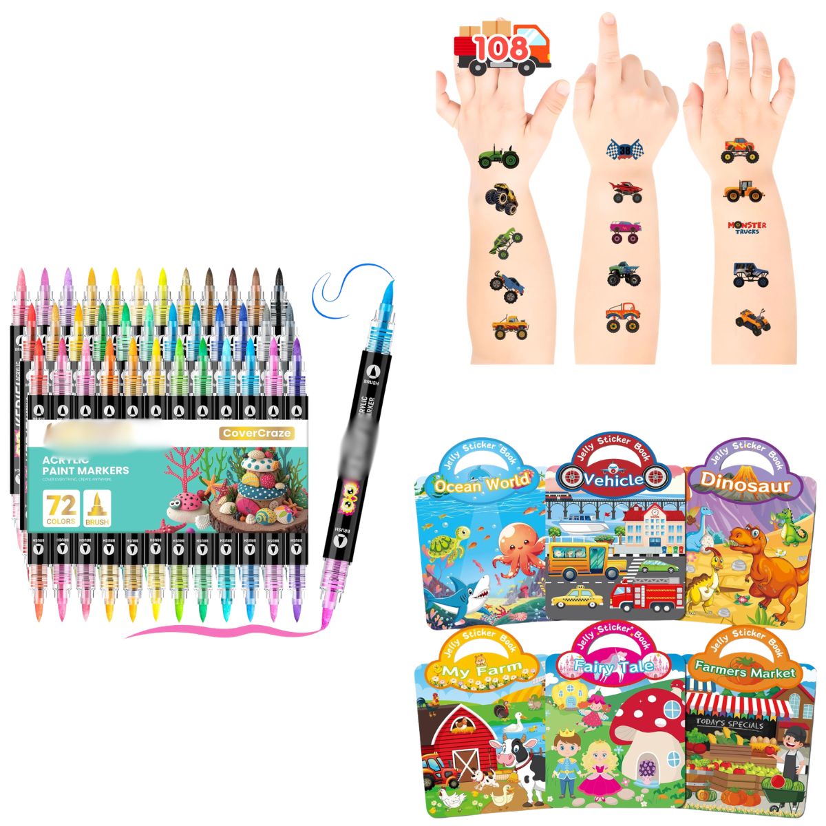 108-ct kids Temporary Tattoos $2+ | 6-pk Reusable Sticker Books $6+ and ...