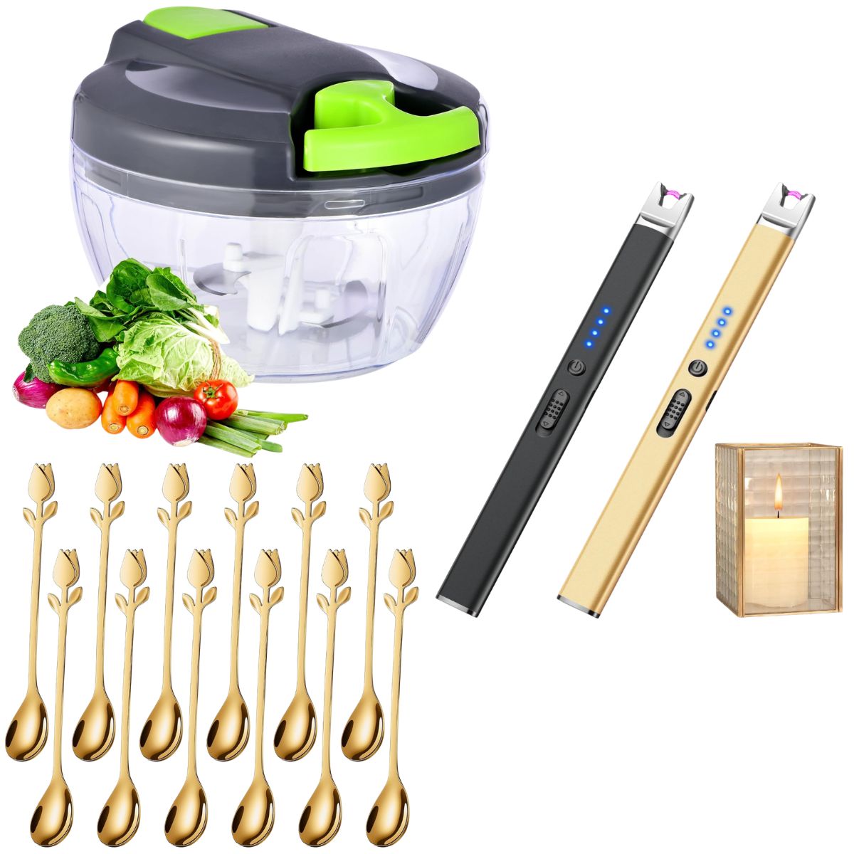 Manual Chopper $5+ | 2-pk rechargeable electric lighters $6 | 12-pk ...