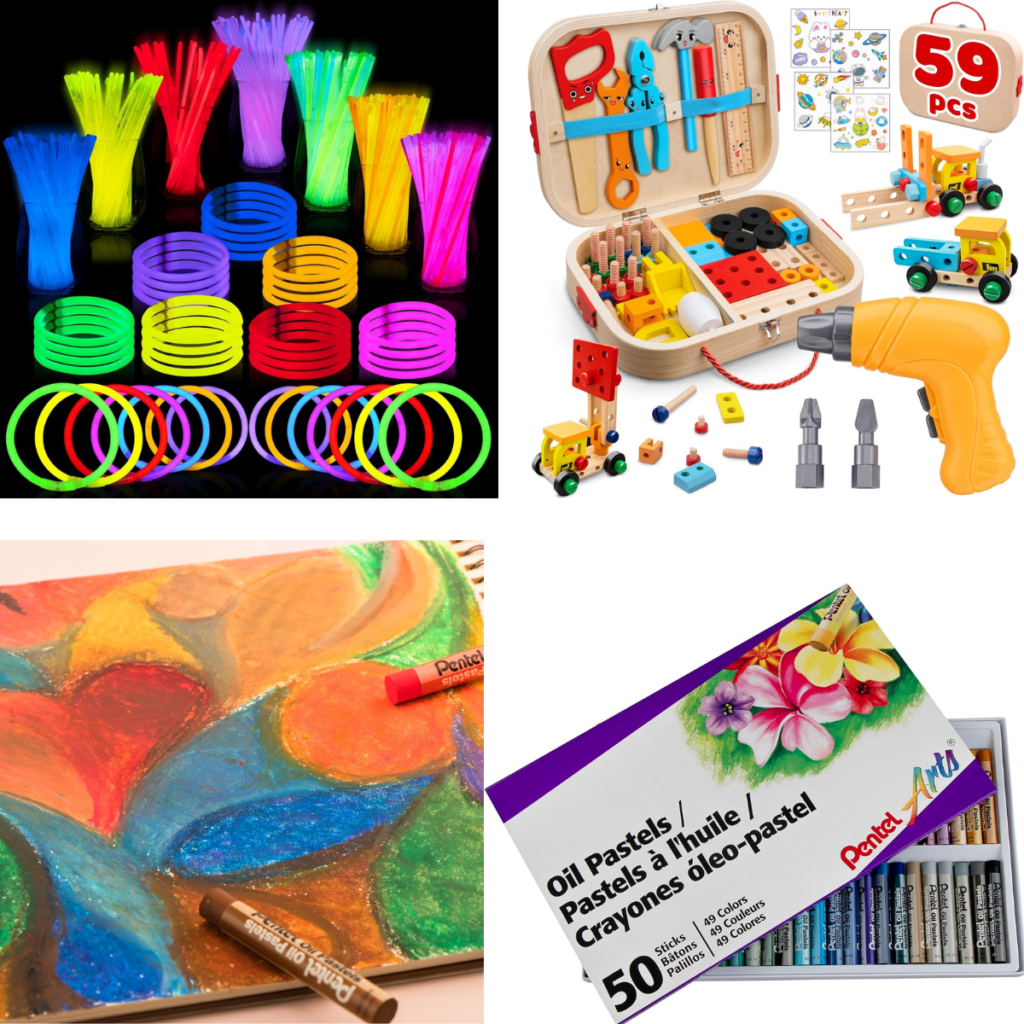 100Pc Glow Sticks $6+ | Kids Tool Set Toy $11+ | 50 Color Oil Pastels ...
