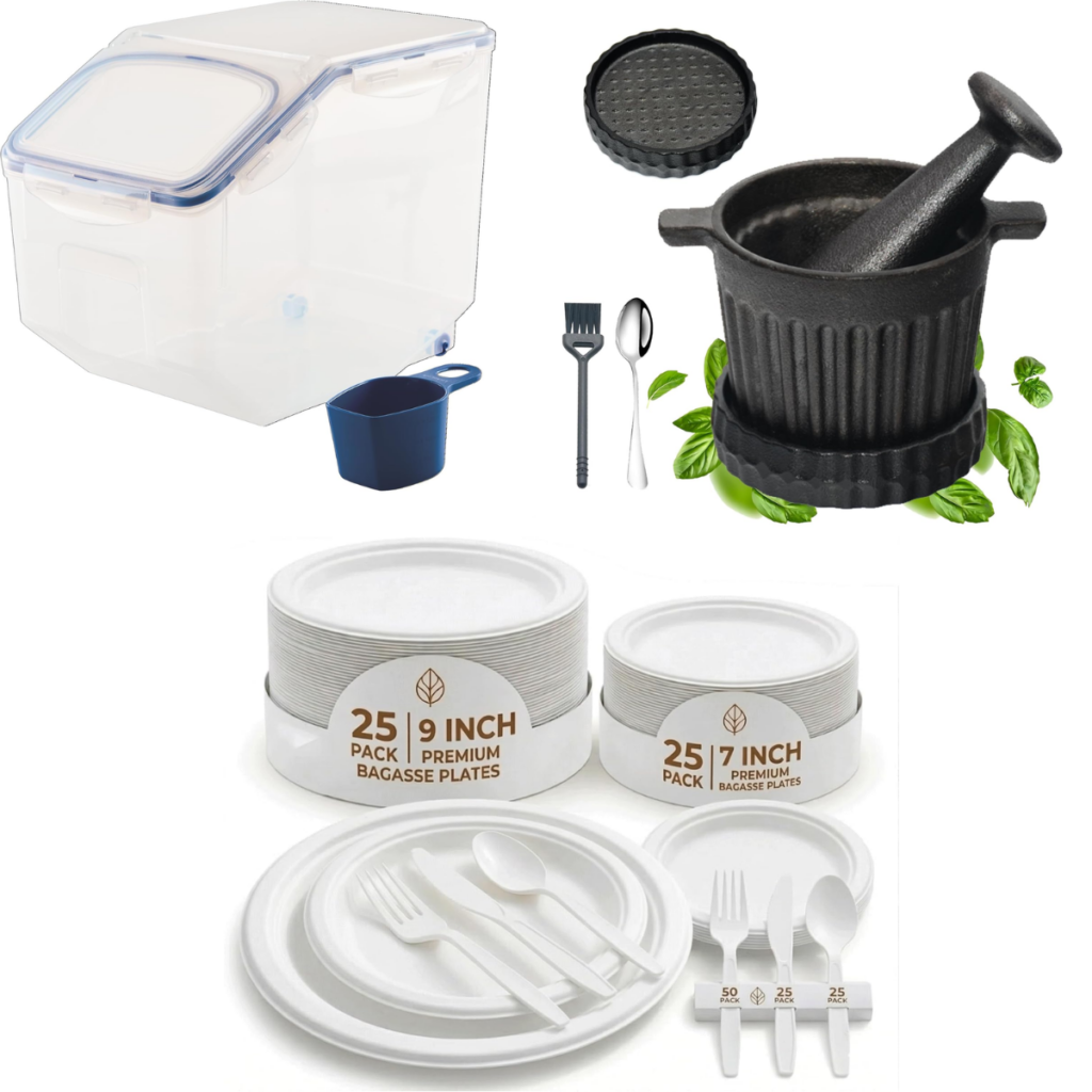 Large Food Storage Container $17+ | Cast Iron Mortar Pestle $9 ...