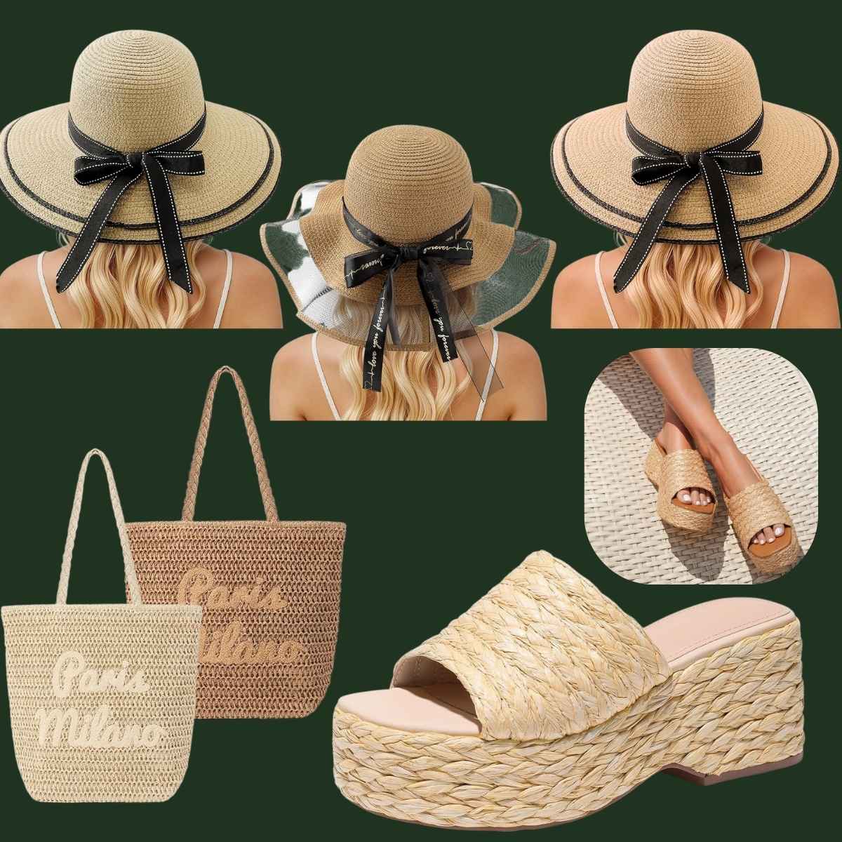 Straw Beach Hats $6 - $9+ | Platform Espadrille Sandals $9 - $13 ...