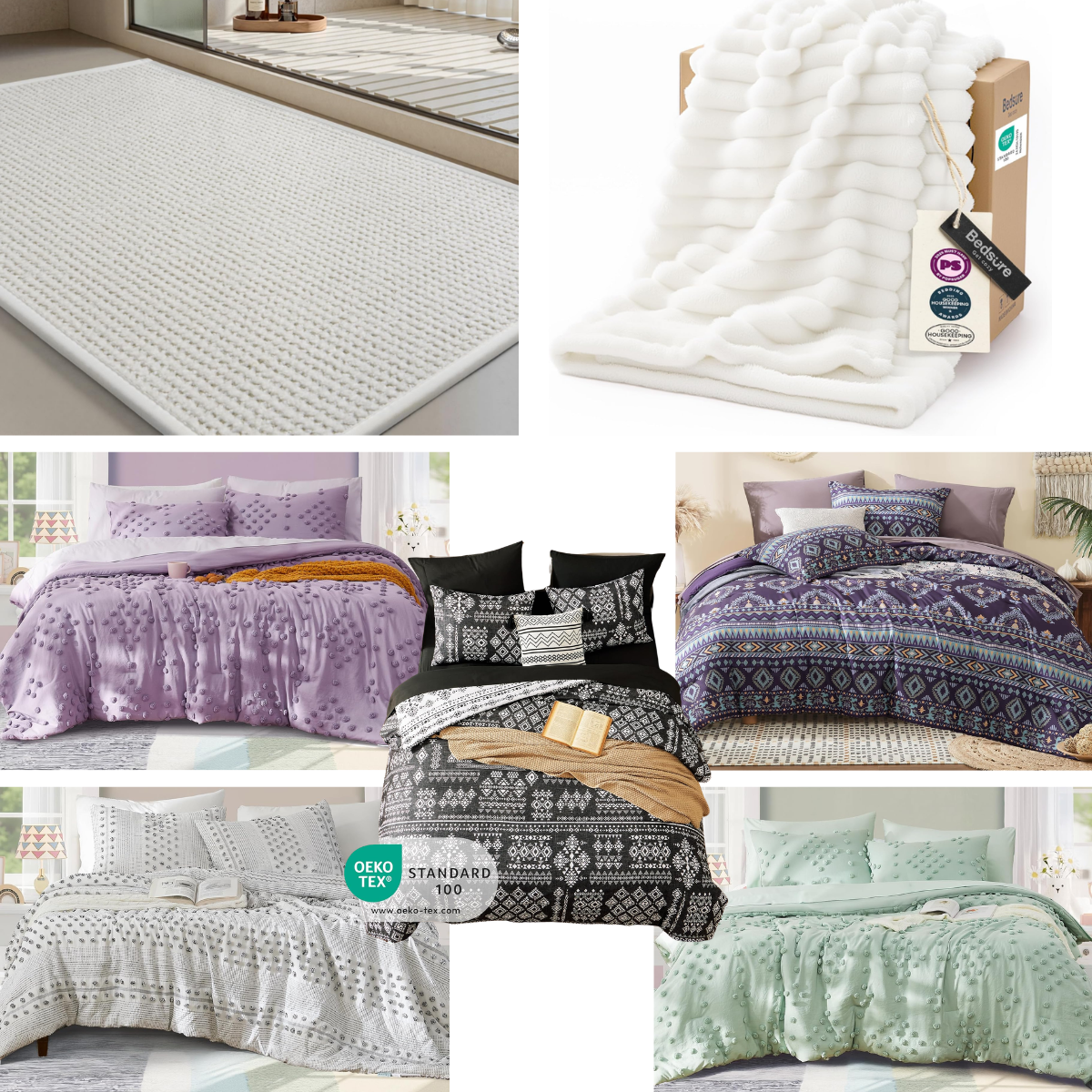 Bathroom Mat & Throw Blanket $8+ | 7pcs Reversible Comforter Set From ...