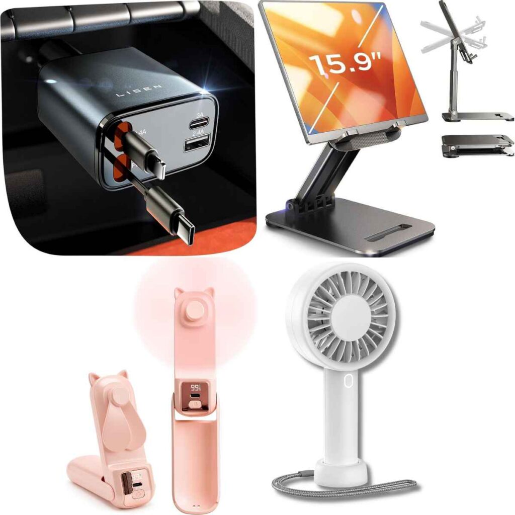 Retractable Car Charger $11+ | Adjustable Tablet Stand $7+ | Portable ...