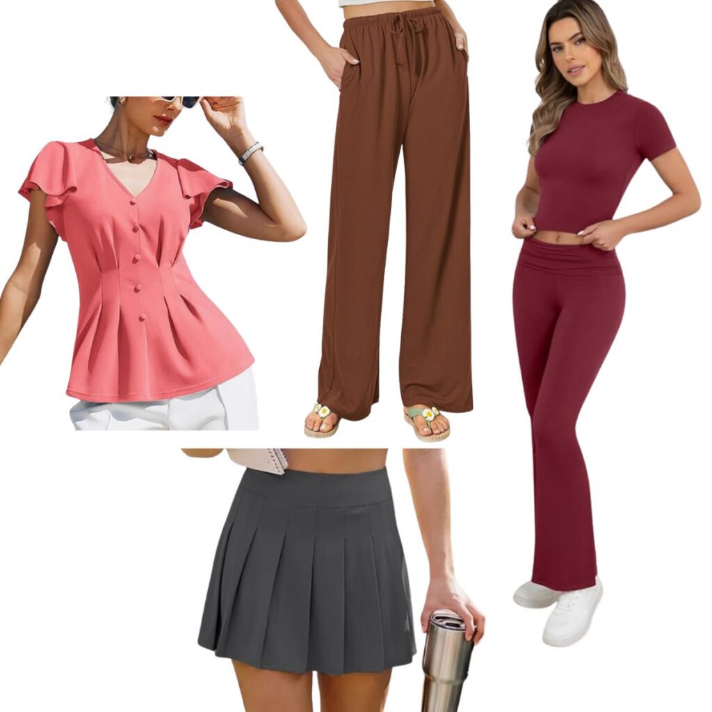 Peplum top $9+| 2 Pc set $9+| Pleated skort $11+| Palazzo pants $14 ...