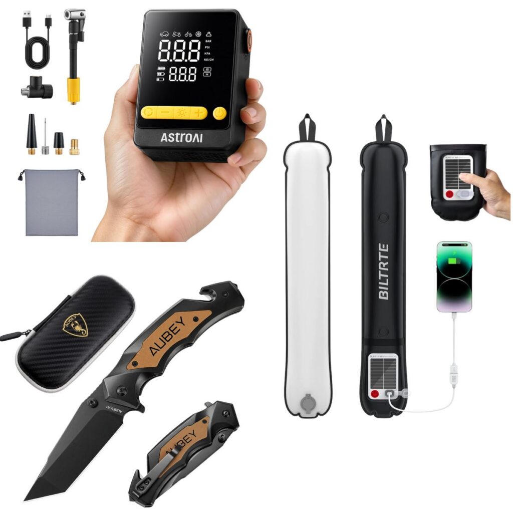 Tire inflator $15+| Inflatable camping lantern $14+| Multitool knife ...
