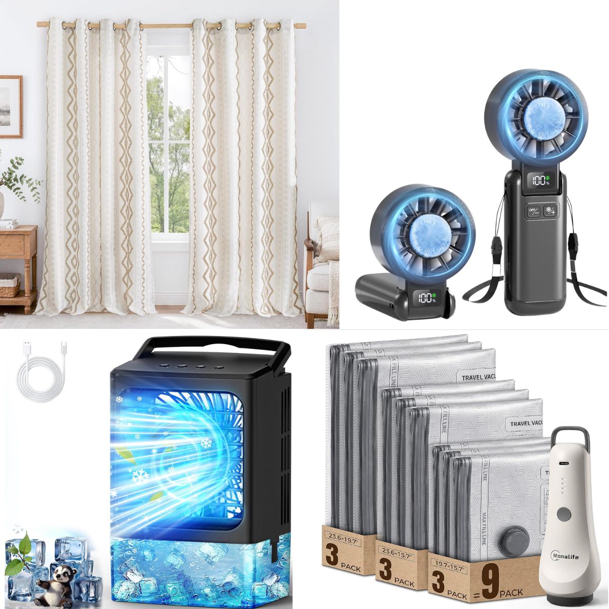 Handheld fan $11+| Mini air conditioner $20+| Travel vacuum bags $16 ...