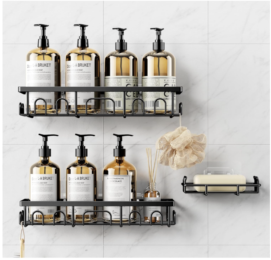 adhesive Shower Caddy Set $5+ | Wooden Stool $13+ | Gardening Tools Set ...