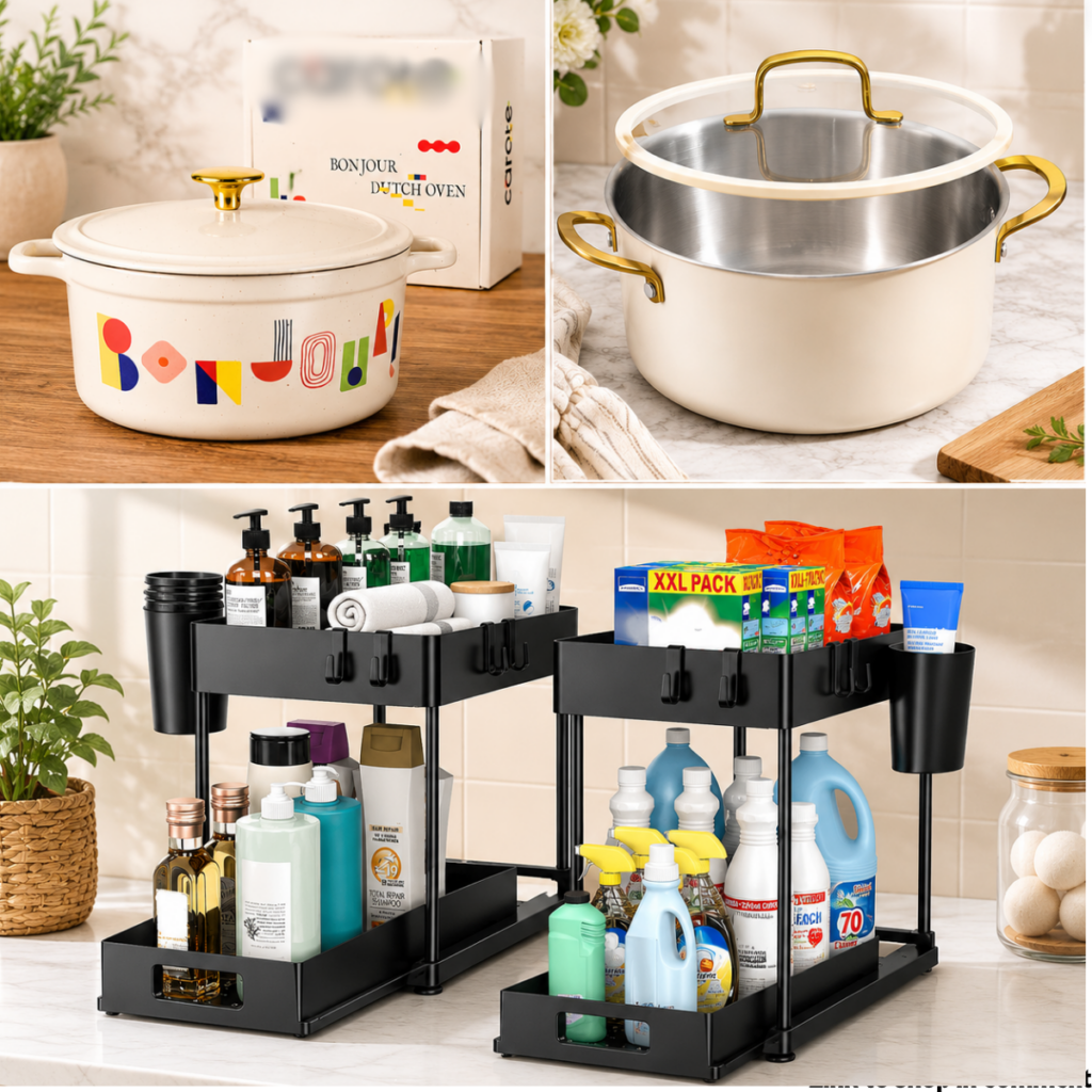 2-pk under-the-sink organizer, $14+ |Dutch oven, $29+| Stock pot, $19 ...