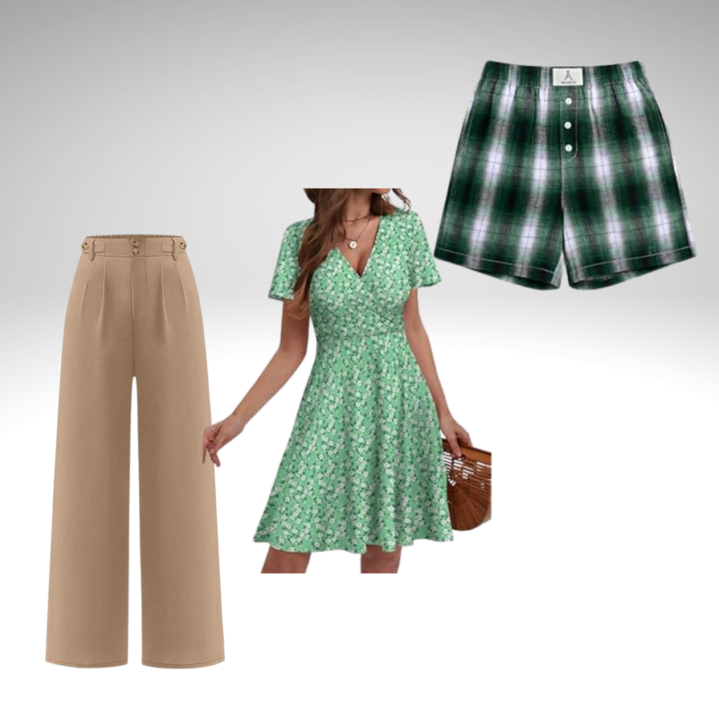 Trousers, $13+ | Dress, from $7+ | Maxi dress, $17+ | Boxer shorts, $4 ...