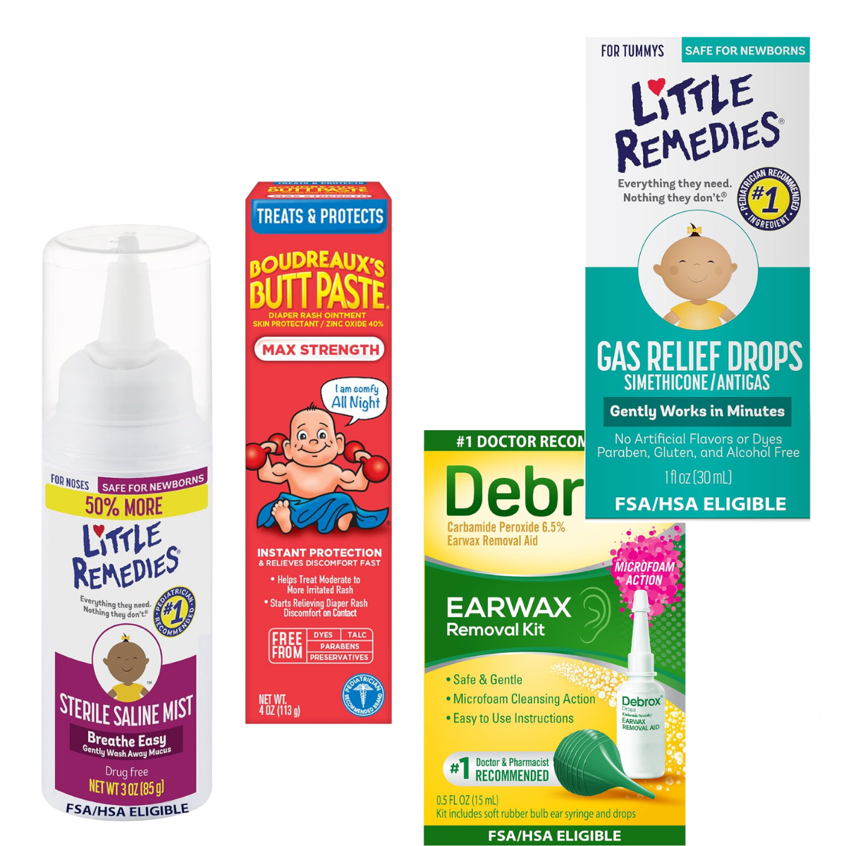Ear wax kit, $4+ | Diaper rash balm, $3+ | Saline drops, $2+ | Gas ...