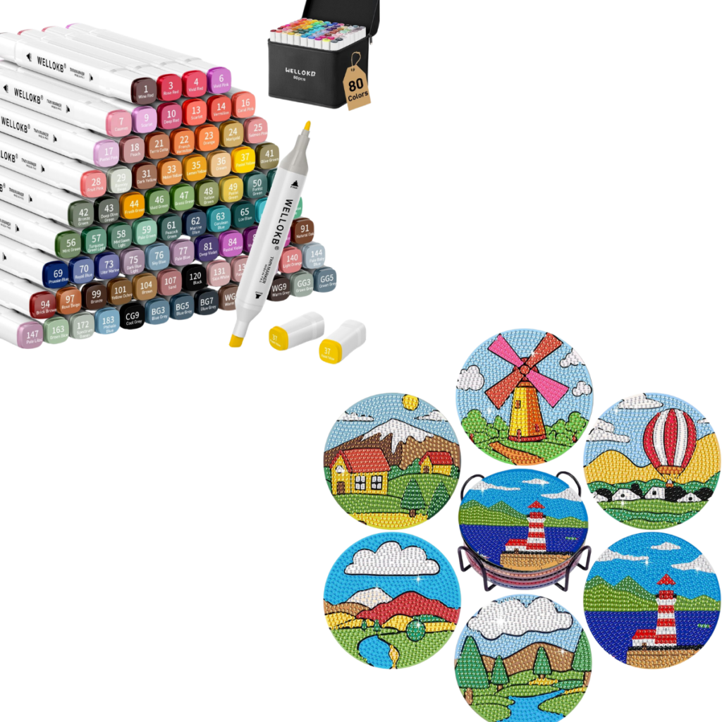 80-pk markers, $11+ | 6-pc diamond painting coasters, $4+ | Smart Savers