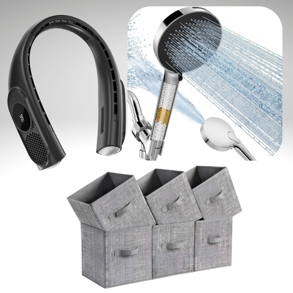 6-pk cube organizers, $15+ | Shower head, $12+ | Neck fan, $9+ | Smart ...