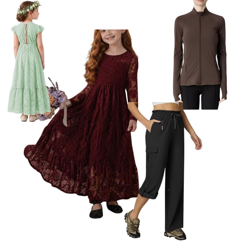 Girls' lace dresses, $16-18+ | Women's quick dry cargo pants, $14 ...