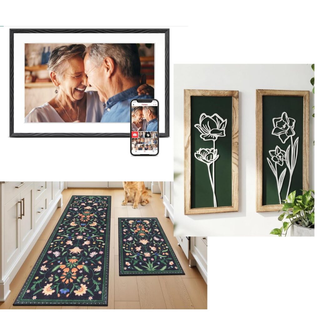 Digital picture frame, $24+ | 2-pk 3D wall art, $7+ | Set of 2 floral ...