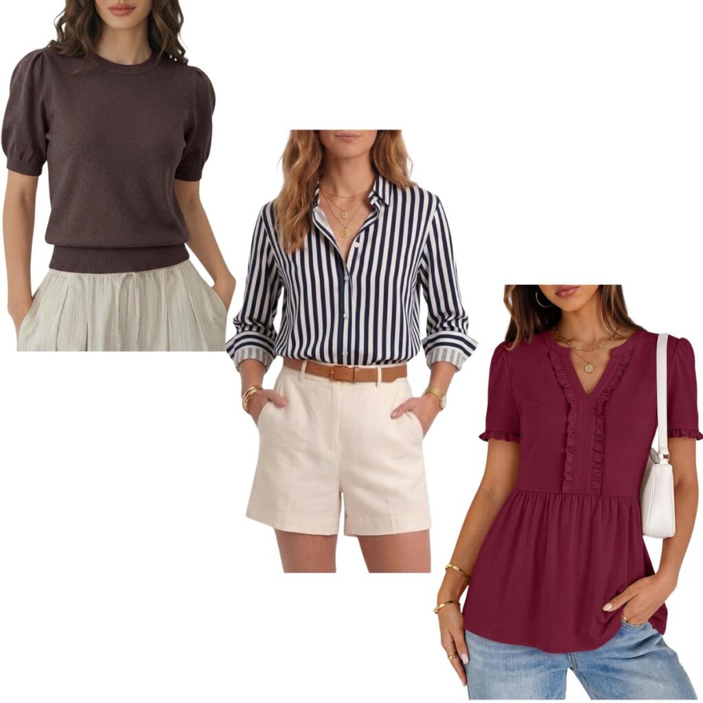 Women’s Button Down Shirts $8+ | Peplum tops $8+ | Puff Sleeve tops $7 ...