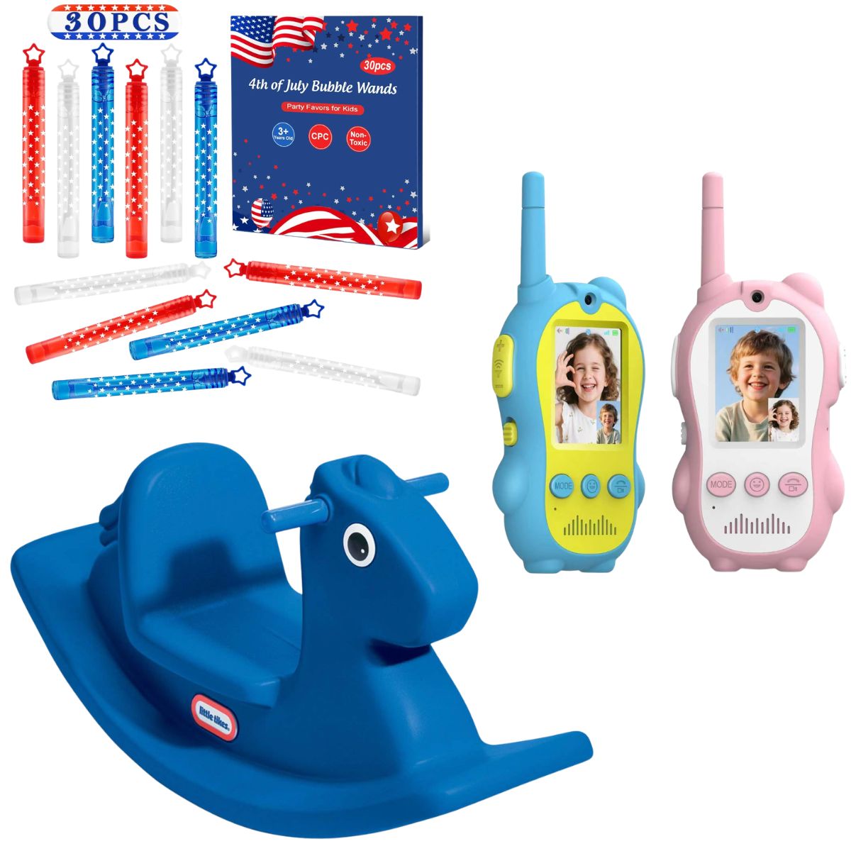 2-pk kids video walkie-talkies $9+ | 30-ct Mini Bubble Wands $4 ...